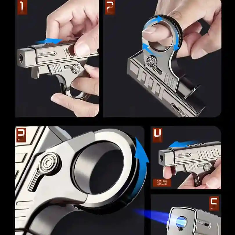 Focus Rotating Gun Lighter – Windproof Jet Flame Torch | LuxuryLighters ...